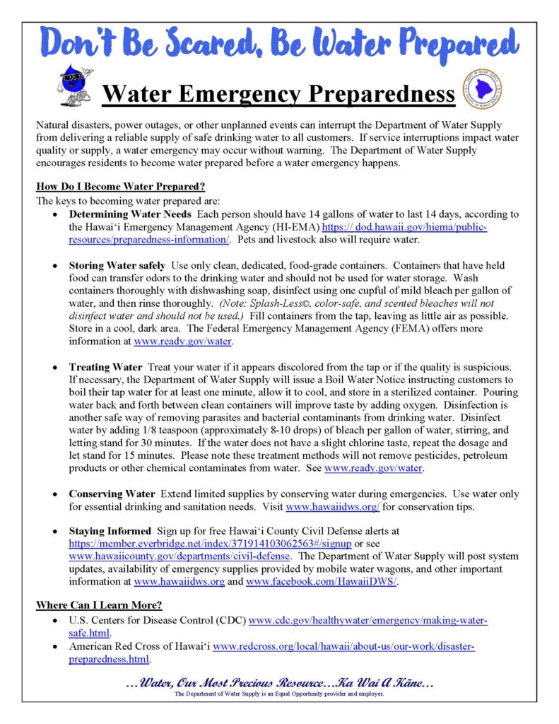 Emergency Preparedness - Department of Water Supply